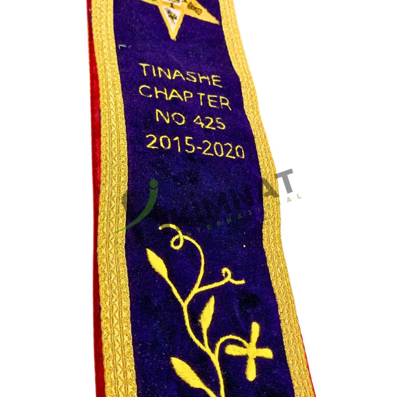 Order of Eastern Star Purple Velvet Full Fringe Past Matron Custom Sash ...