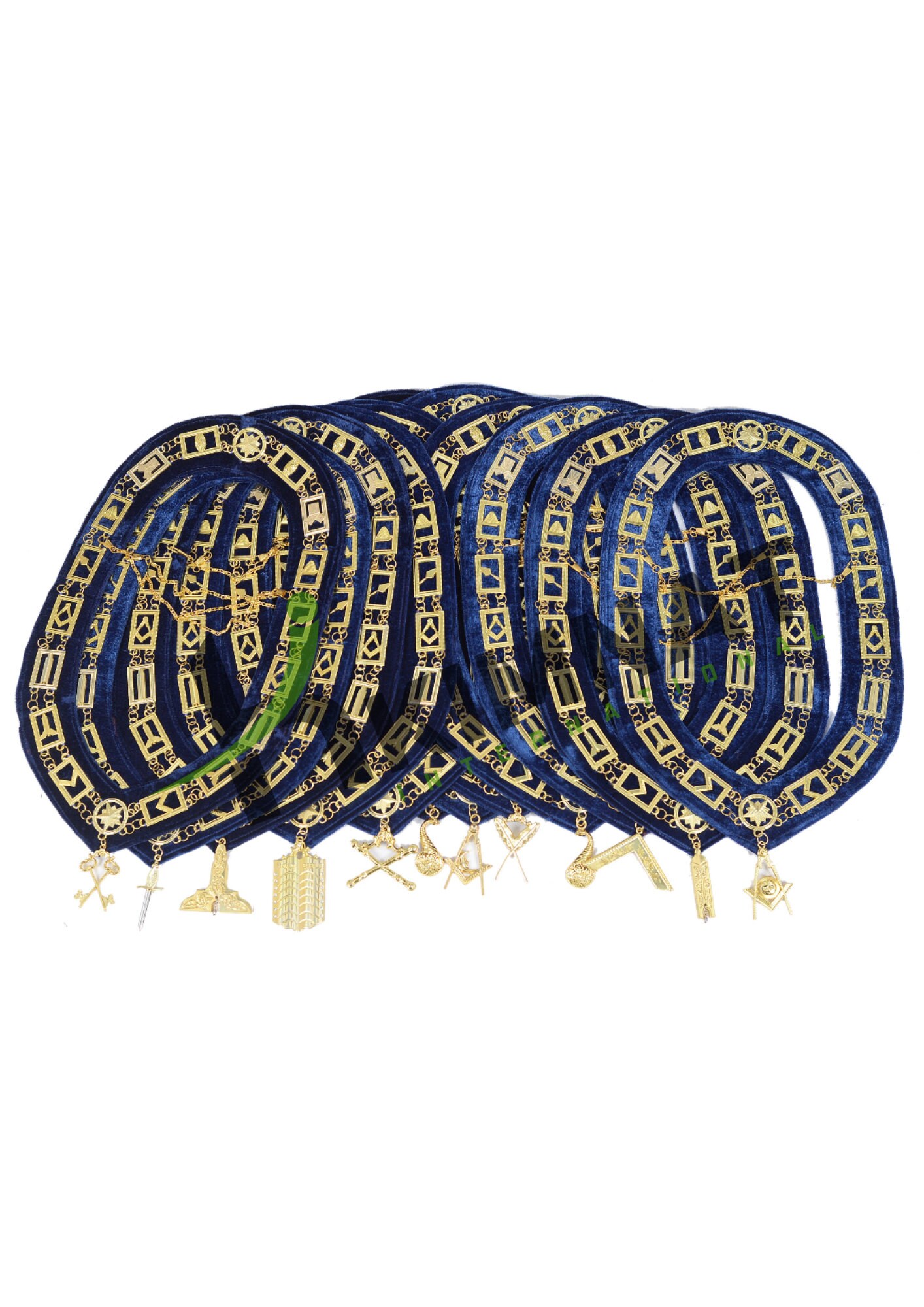 Complete Masonic Regalia Blue Lodge Chain Collar With Gold Officer ...