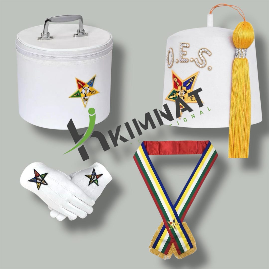 Order of Eastern Star Pure White Fez Set - Masonic OES Fez Set - OES ...