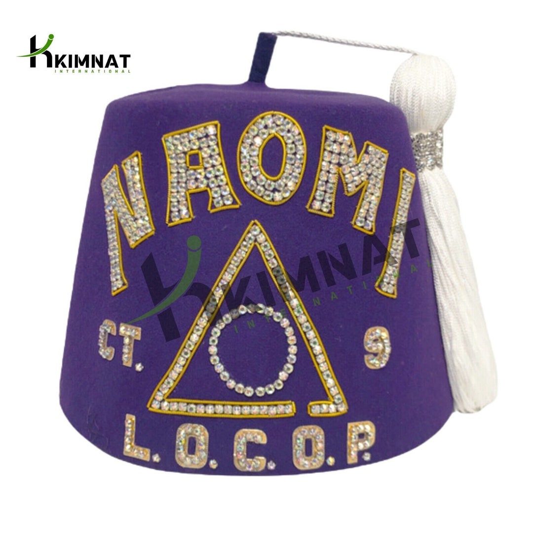 LOCOP FEZ Purple Hand Embroidered Masonic Rhinestones Custom Lodge Name ...