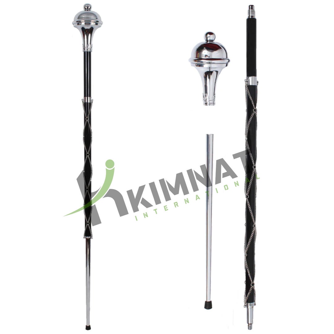 Black Beech Wood Mace With Chrome Plated Ball Head 3 Part Drum Major ...