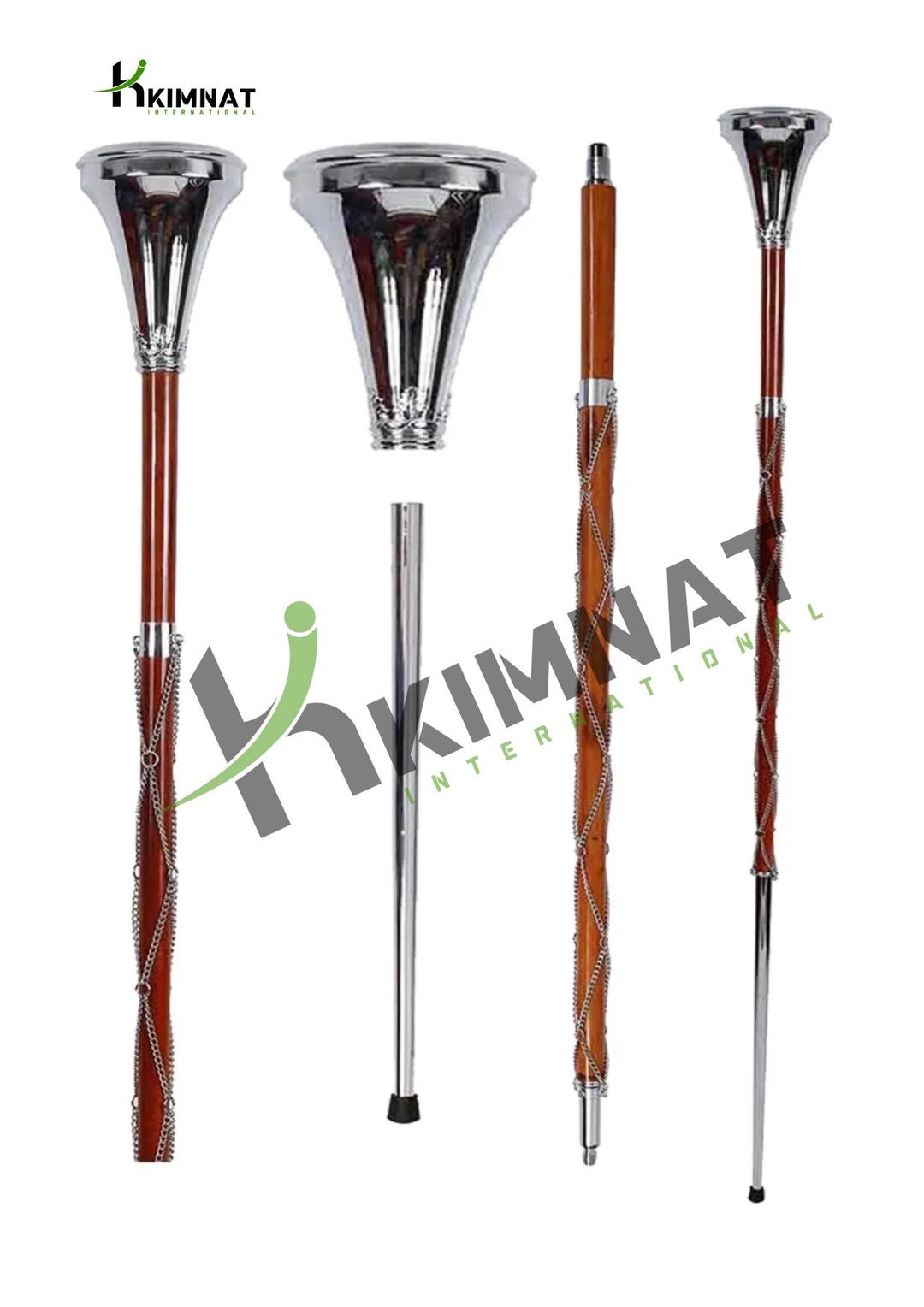 Drum Major Mace or Stave Plain Flat Head Top Three Part With Free Soft ...