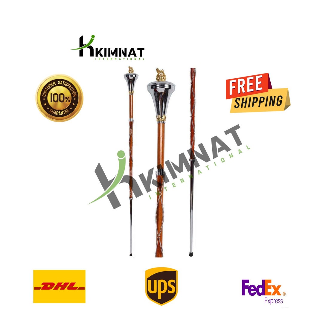 Drum Major Mace: Natural Malacca Cane, Gold Lion Crown - Etsy