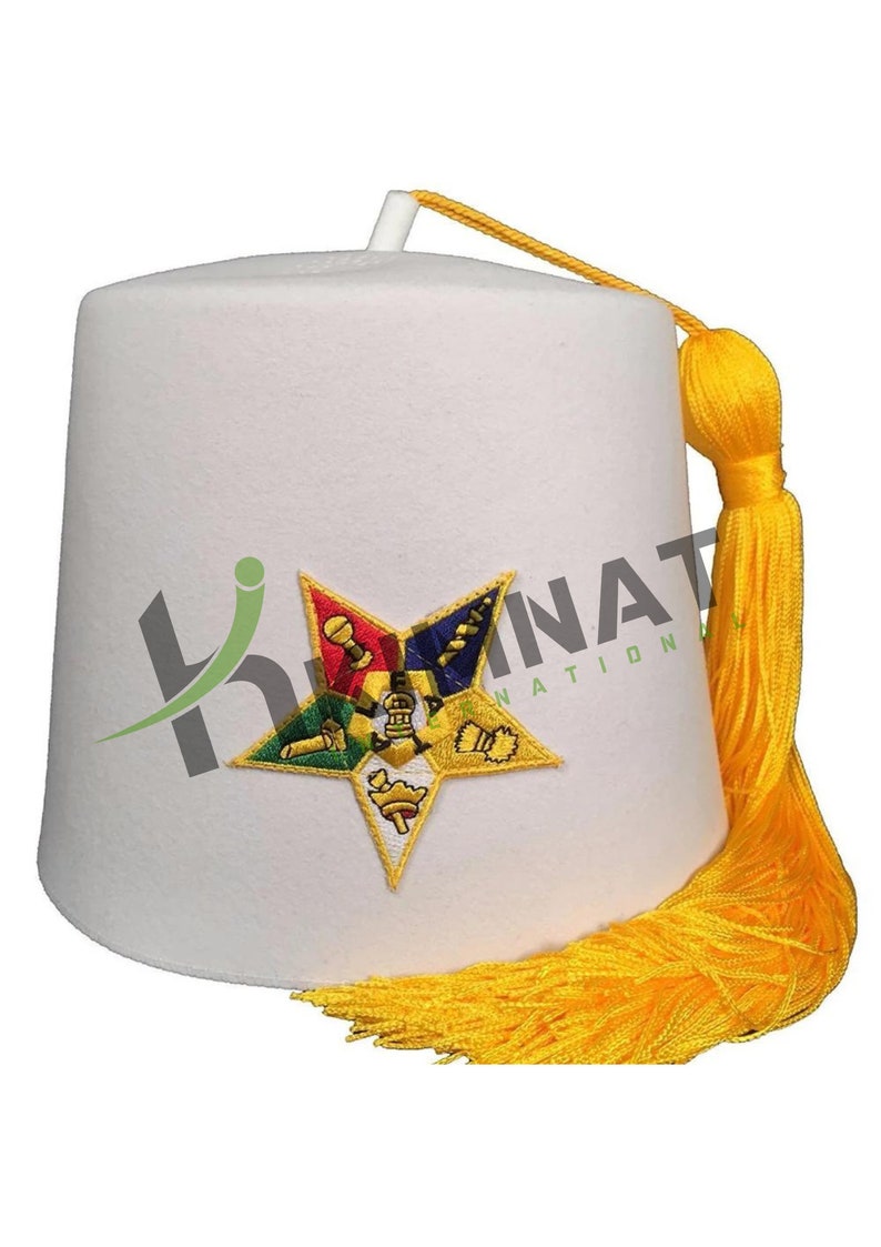 Order of Eastern Star Masonic OES White Fez Hat With Yellow - Etsy