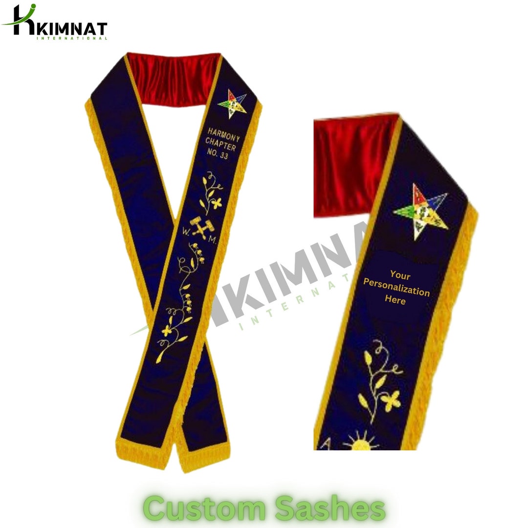 Custom OES Purple Velvet Worthy Matron Sash - Masonic Order of Eastern ...