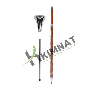 Drum Major Mace or Stave Plain Flat Head Top Three Part With Free Soft ...