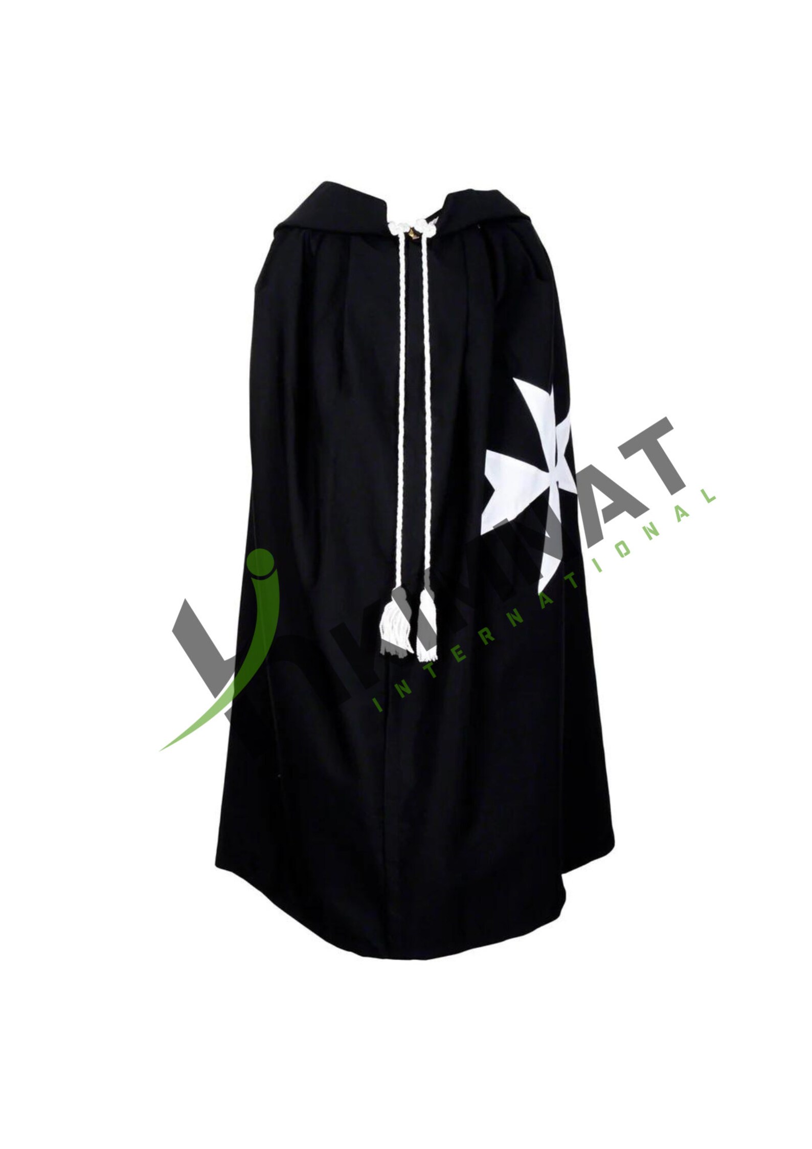 Masonic Order of Malta Commandery Mantle - Black With 8 Pointed Maltese ...