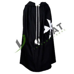Masonic Order of Malta Commandery Mantle - Black With 8 Pointed Maltese ...