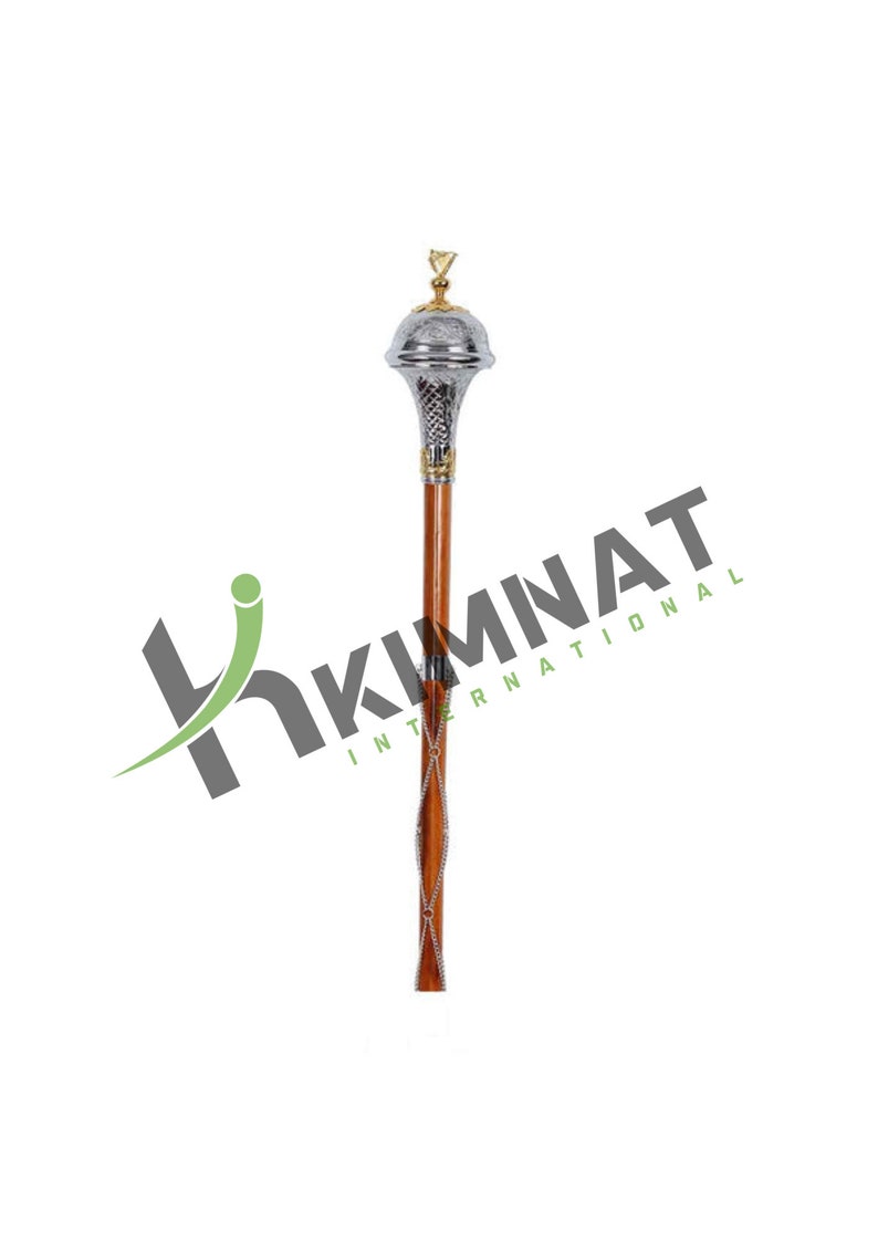 Drum Major Mace Stave & Stick Embossed Chrome Head With Gold Irish Harp ...