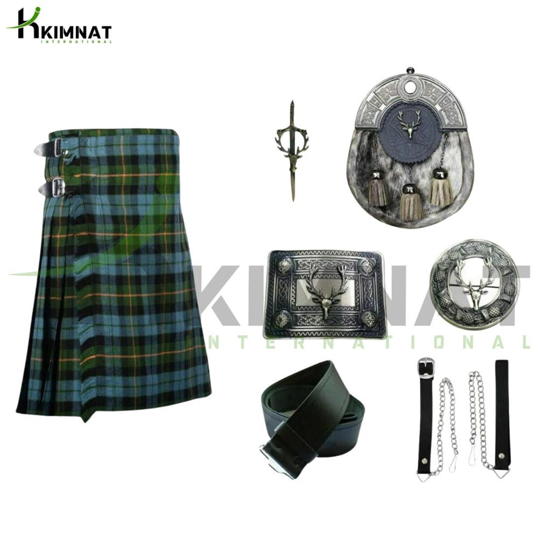 Scottish Gunn Ancient Tartan Kilt Set - Highland Men's Kilt Outfit in 45+ Clan Tartans -custom ...