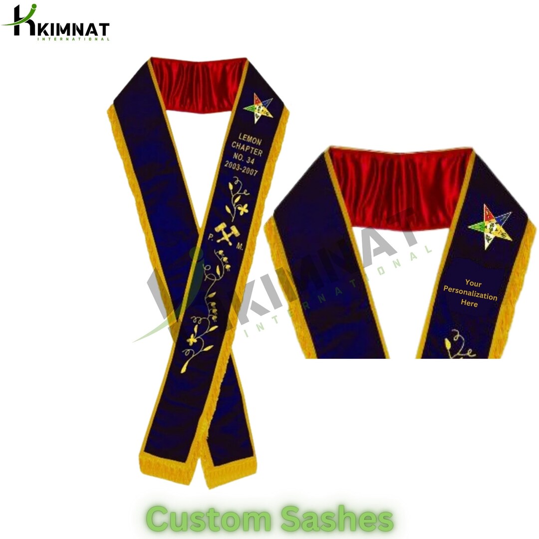 OES Purple Velvet Past Matron Sash - Masonic Hand Embroidered Custom ...