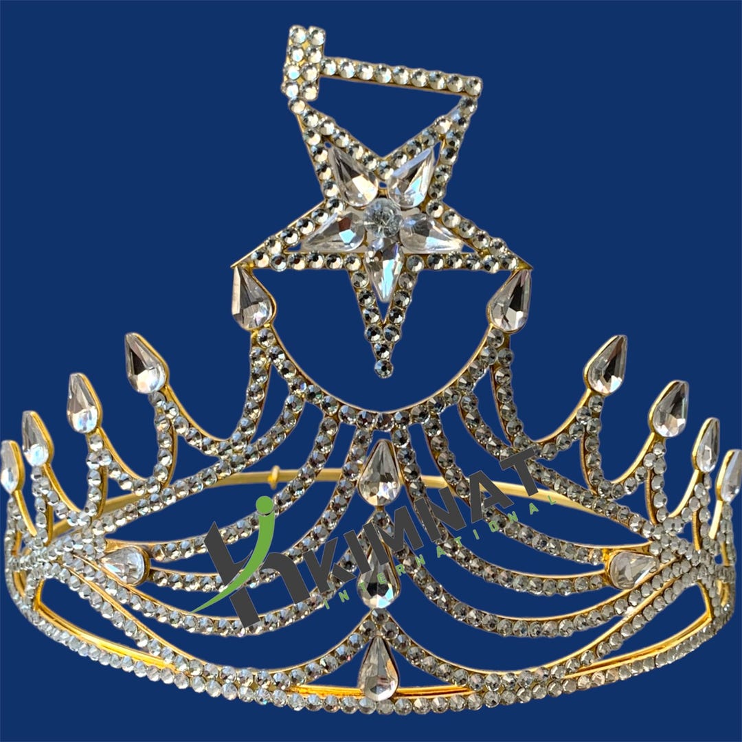 Masonic OES Worthy Matron Rhinestone Crown - Adjustable With Crown Case ...