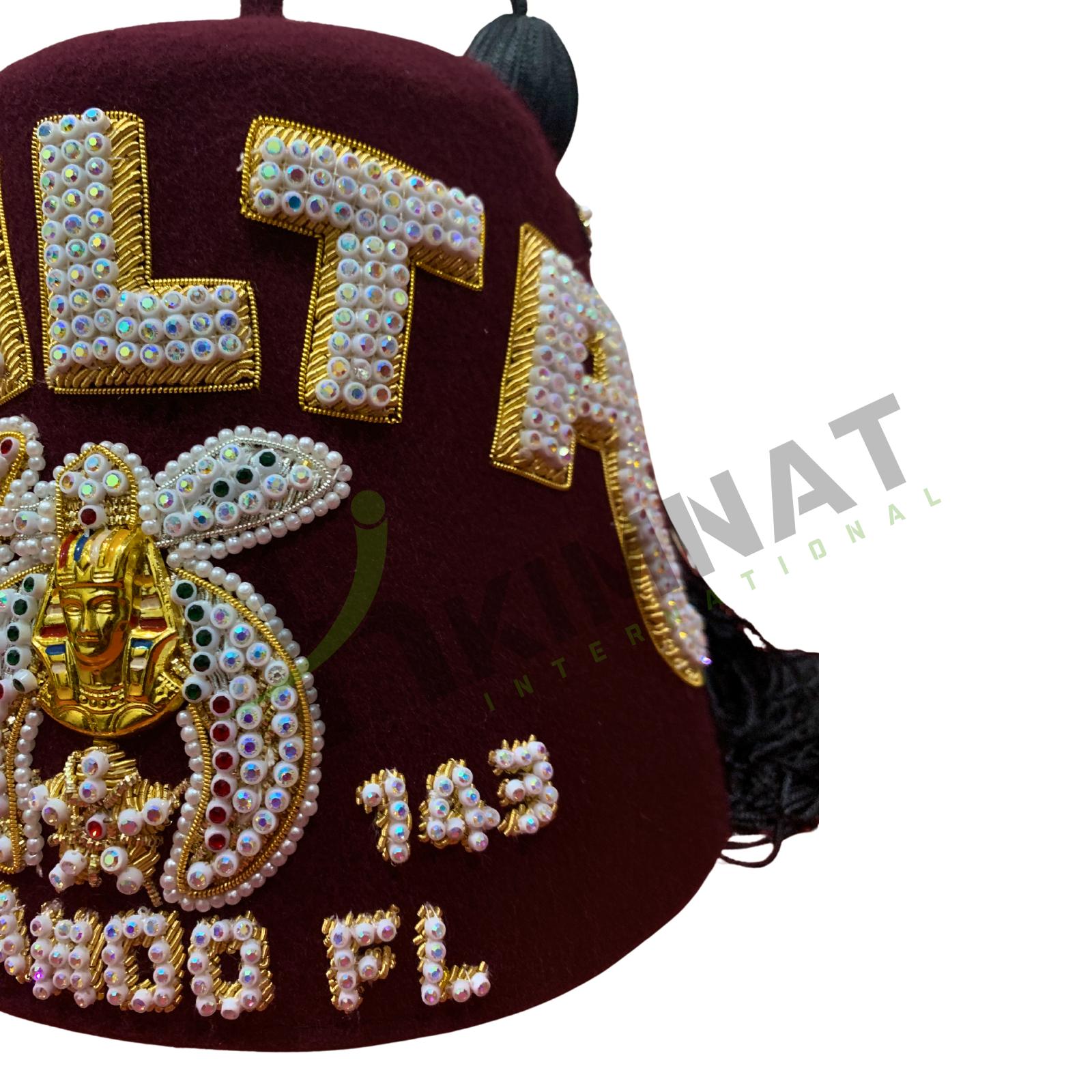 Custom Masonic Shriners Fez Cap With Hand Embroidery and Rhinestone ...