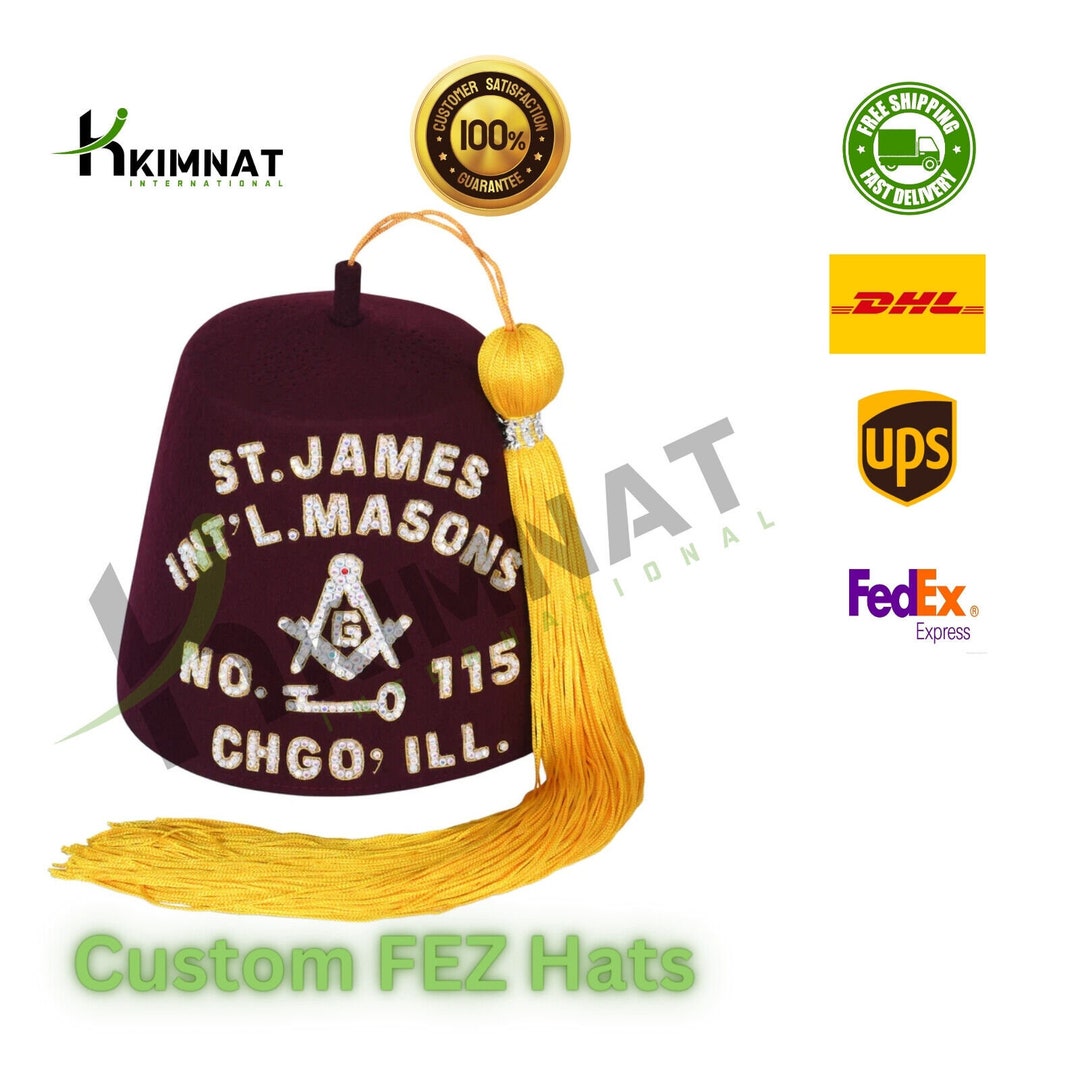 Masonic Regalia International Masons Custom FEZ Hat With Rhinestones ...