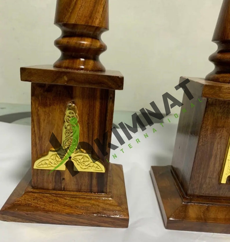 Masonic Wood Columns With Golden Emblems - Senior & Junior Warden (pair ...