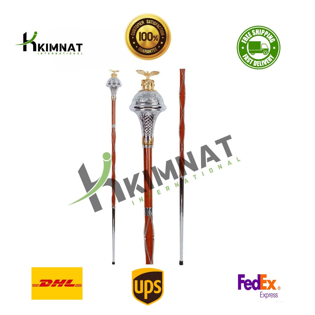 Drum Major Mace or Stave Embossed Head With Eagle & Crown on Top ...
