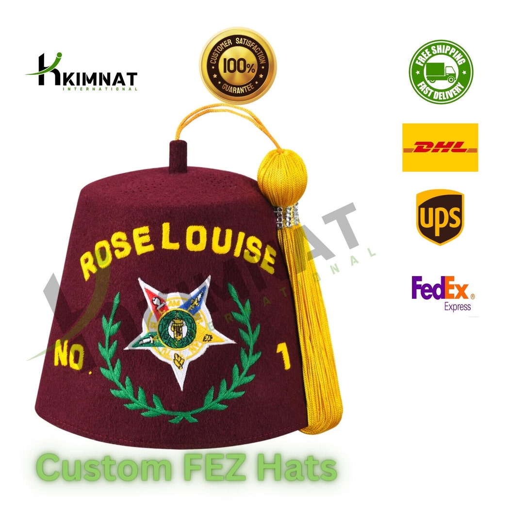 Order of AMARANTH Masonic Custom FEZ Hat With Emblem and Embroidery - Etsy