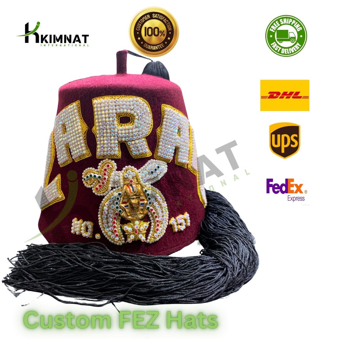 Custom Shriner's Fez Hat Masonic Temple Fez Hat Custom Lodge Name ...