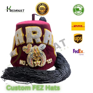 Custom Shriner's Fez Hat Masonic Temple Fez Hat Custom Lodge Name ...