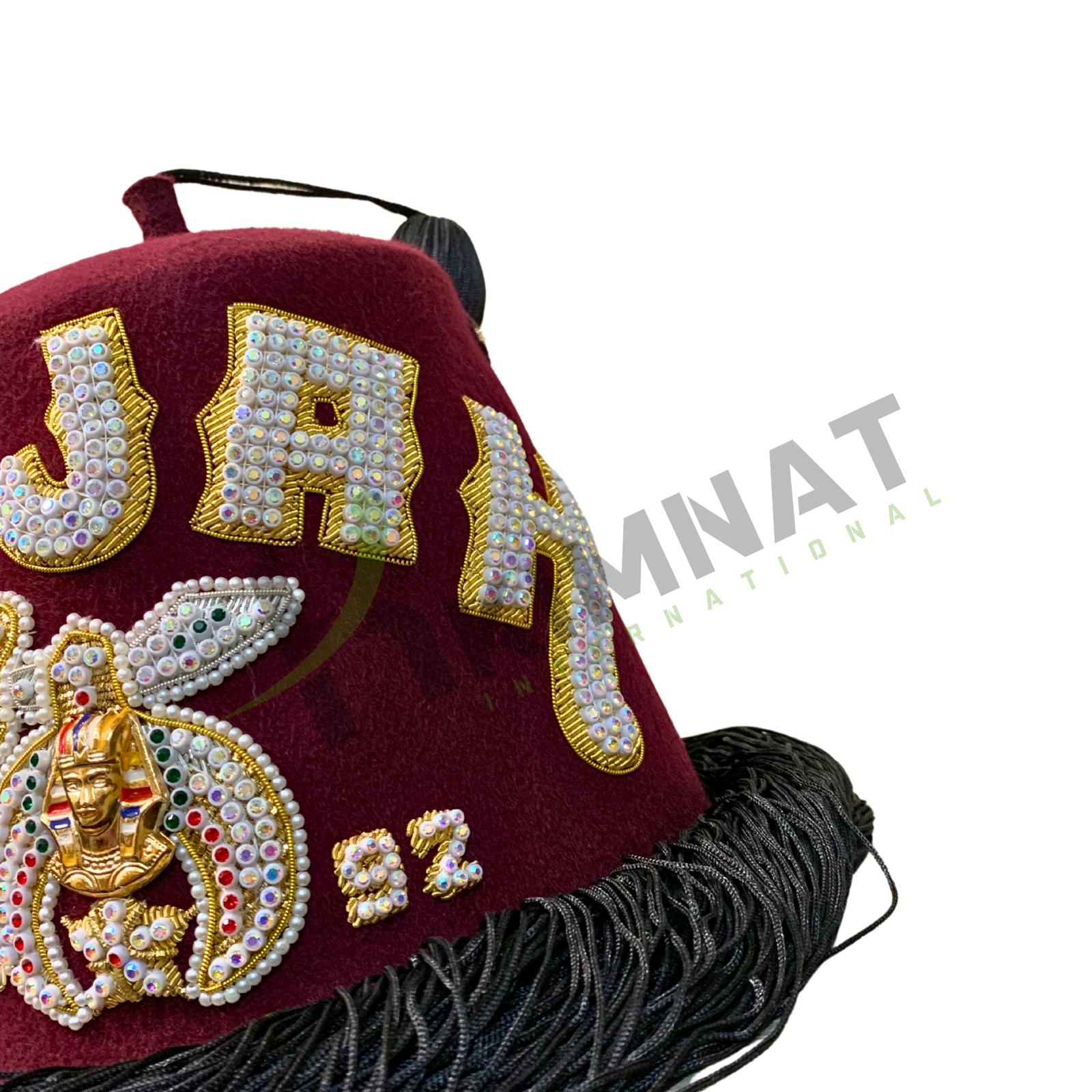 Masonic Shriner's Personalized Lodge Fez Hat Burgundy Fez Hat With ...