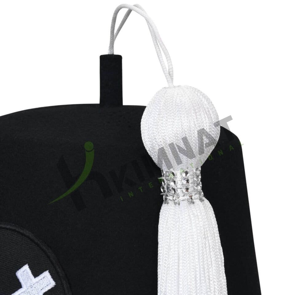 Freemason Masonic Knight Templar Black FEZ Hat With White Templar ...