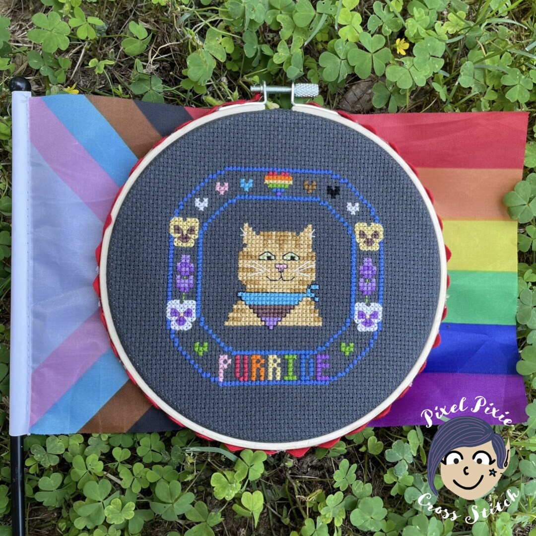 Pride Cross Stitch Pattern, Queer Cross Stitch Pattern, Cat Cross ...