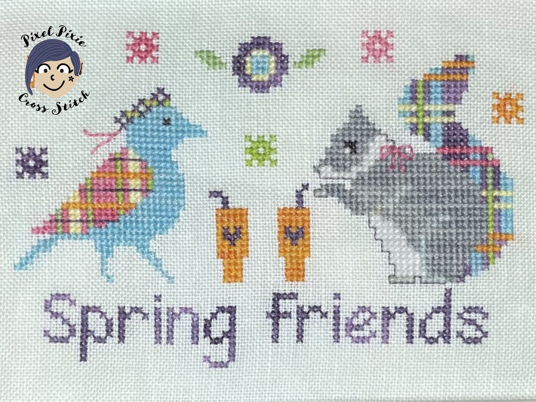 Spring Cross Stitch Pattern, Bird Cross Stitch Pattern, Squirrel Cross ...