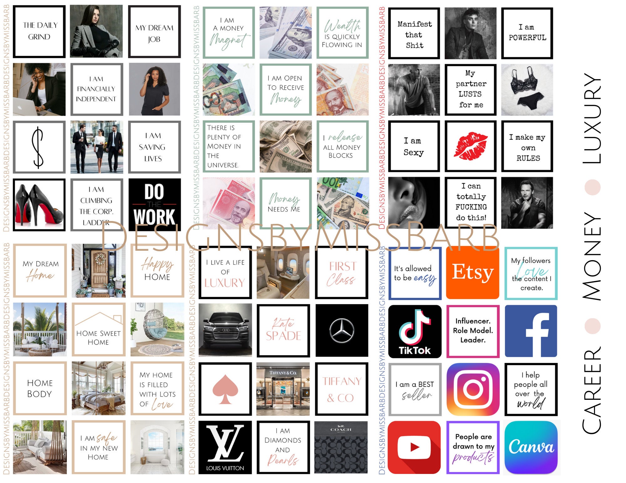 New Vision Board Kit Printable 300 Manifest Cards - Etsy