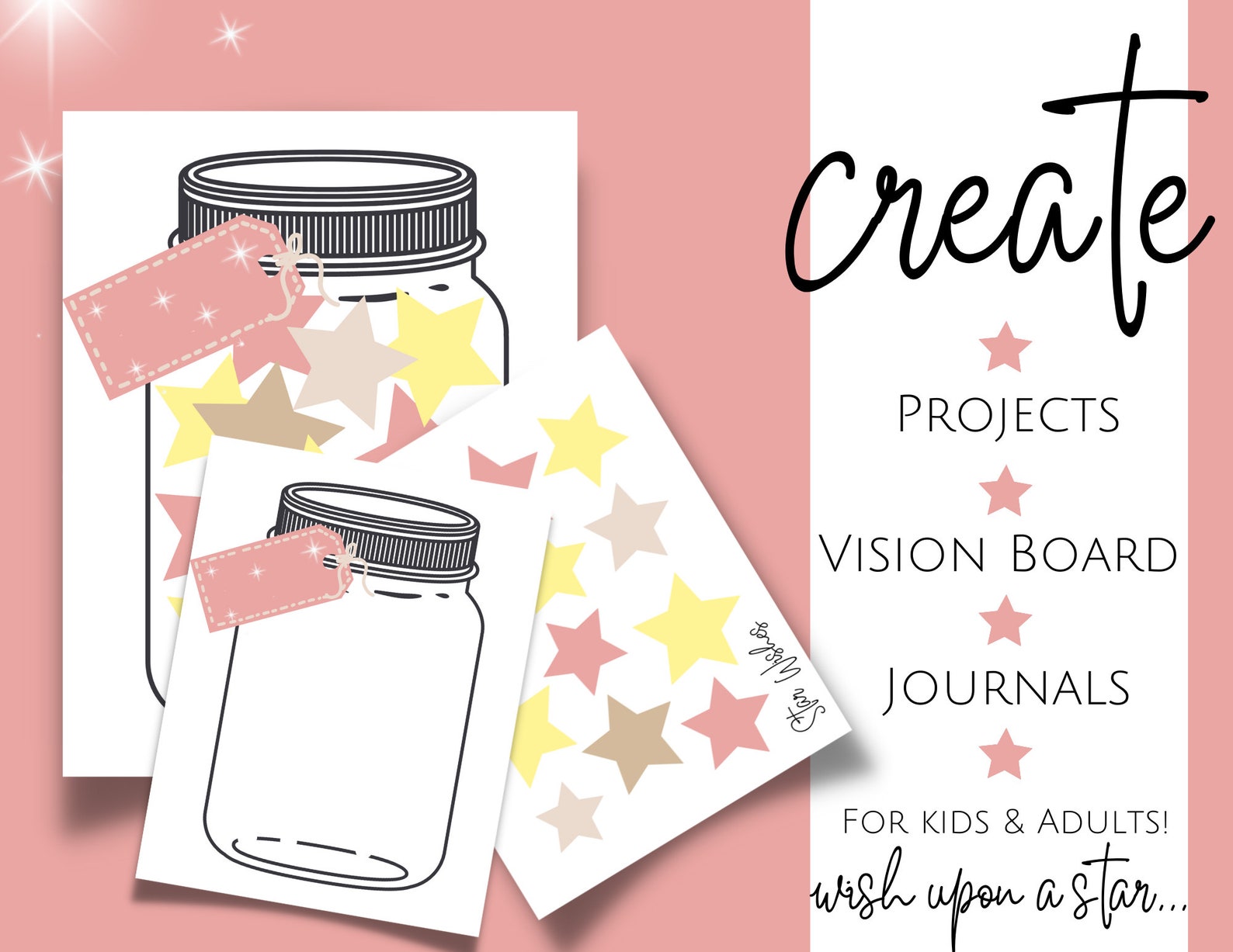 Printable Wish Jar for Vision Board and Activities, New Year Wishes ...