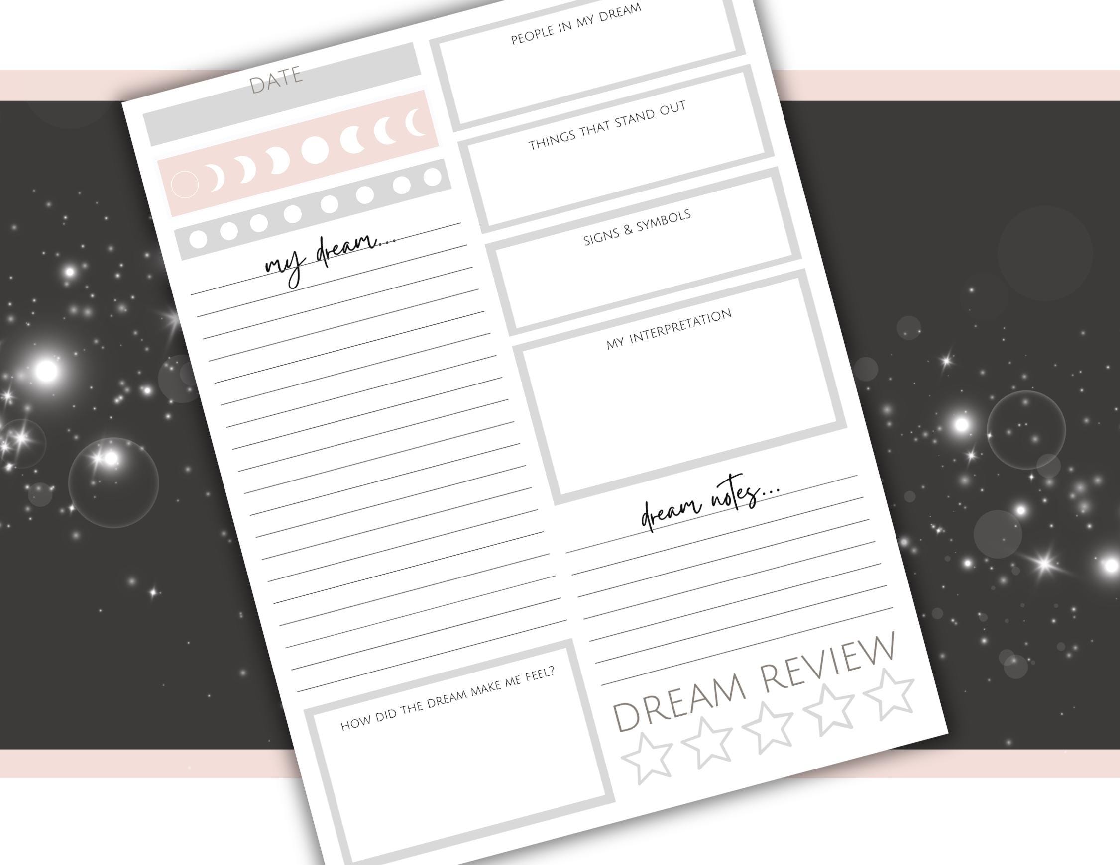 Printable DREAM JOURNAL for Tracking Your Dreams, Dream Journal ...