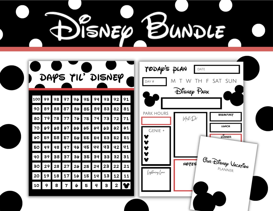 100 Day Countdown and Day Planner Printable Bundle, Count Down the Days ...