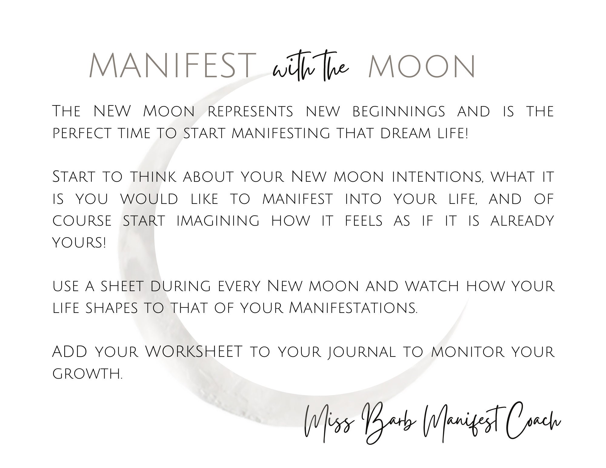 New Moon Journal for Manifesting With the Moon Printable New - Etsy