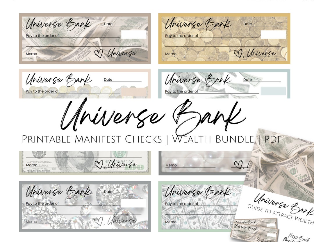 Printable Blank Checks for Manifesting Money, Attract Financial Freedom ...