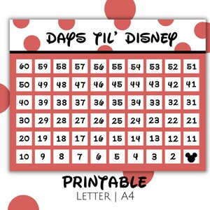 Printable Vacation Countdown, 60 Days Until Your Magical Vacation, 60 ...