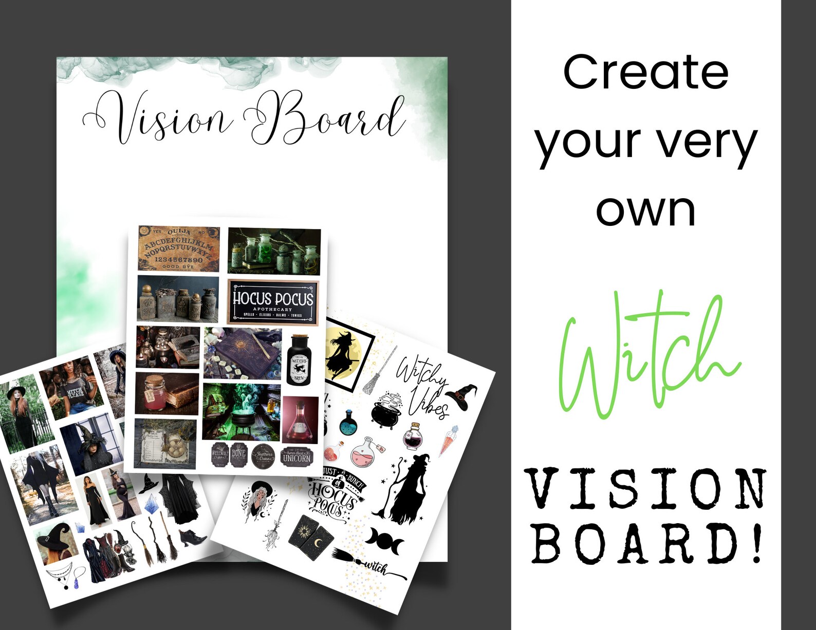 Vision Board Kit Printable, Witch Vision Board for Manifesting, Salem ...