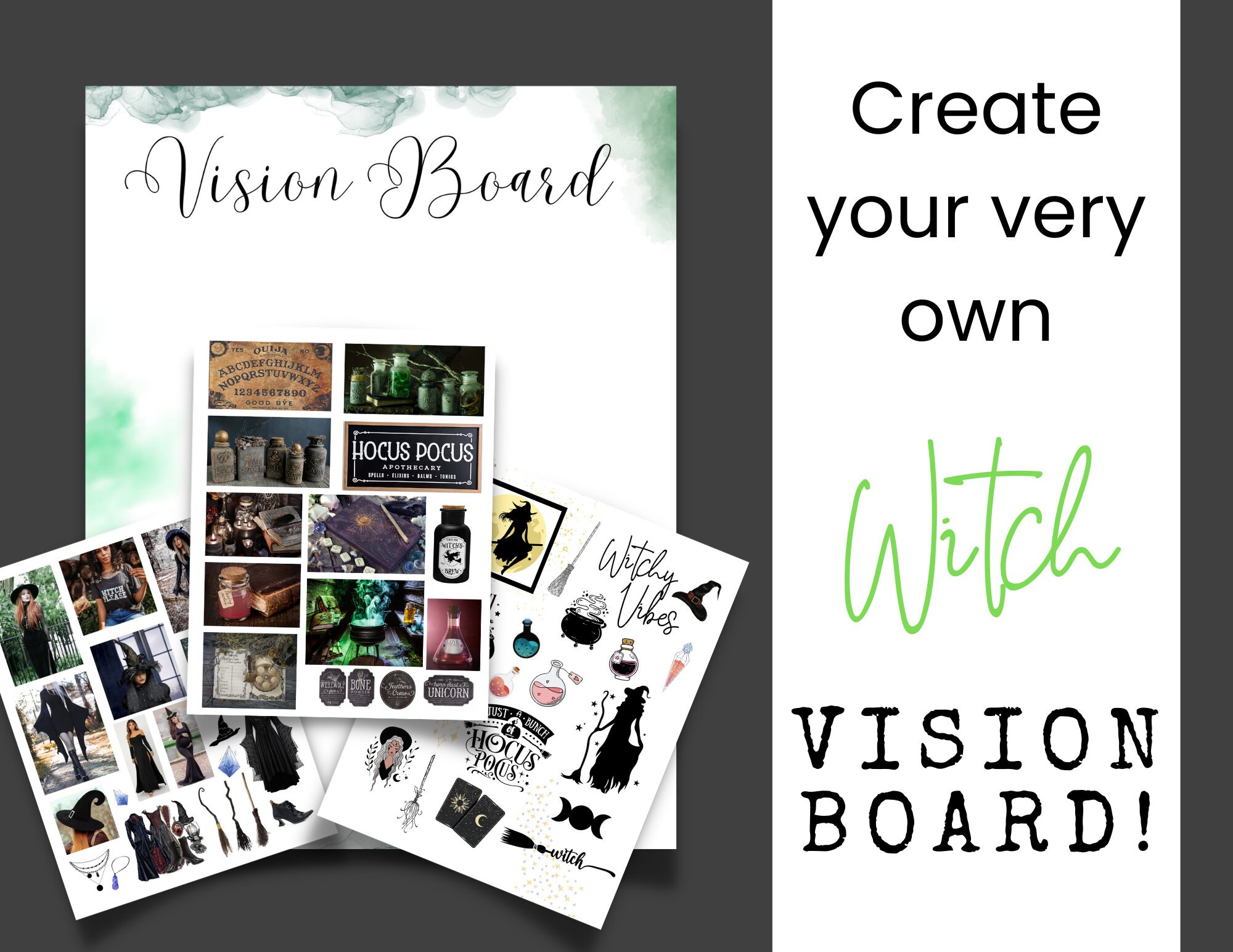 Vision Board Kit Printable Witch Vision Board for - Etsy