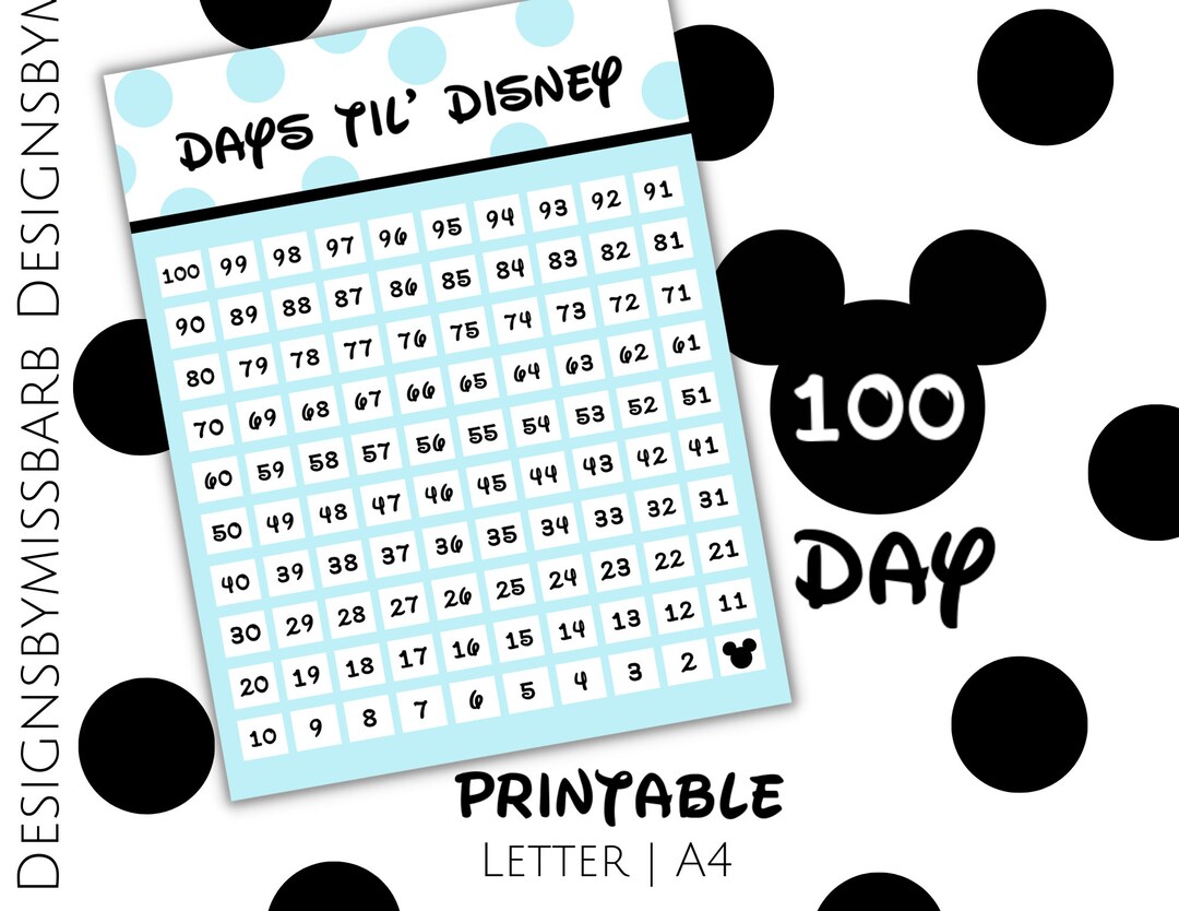 Vacation Countdown Printable, 100 Day Vacation Countdown Printable PDF ...