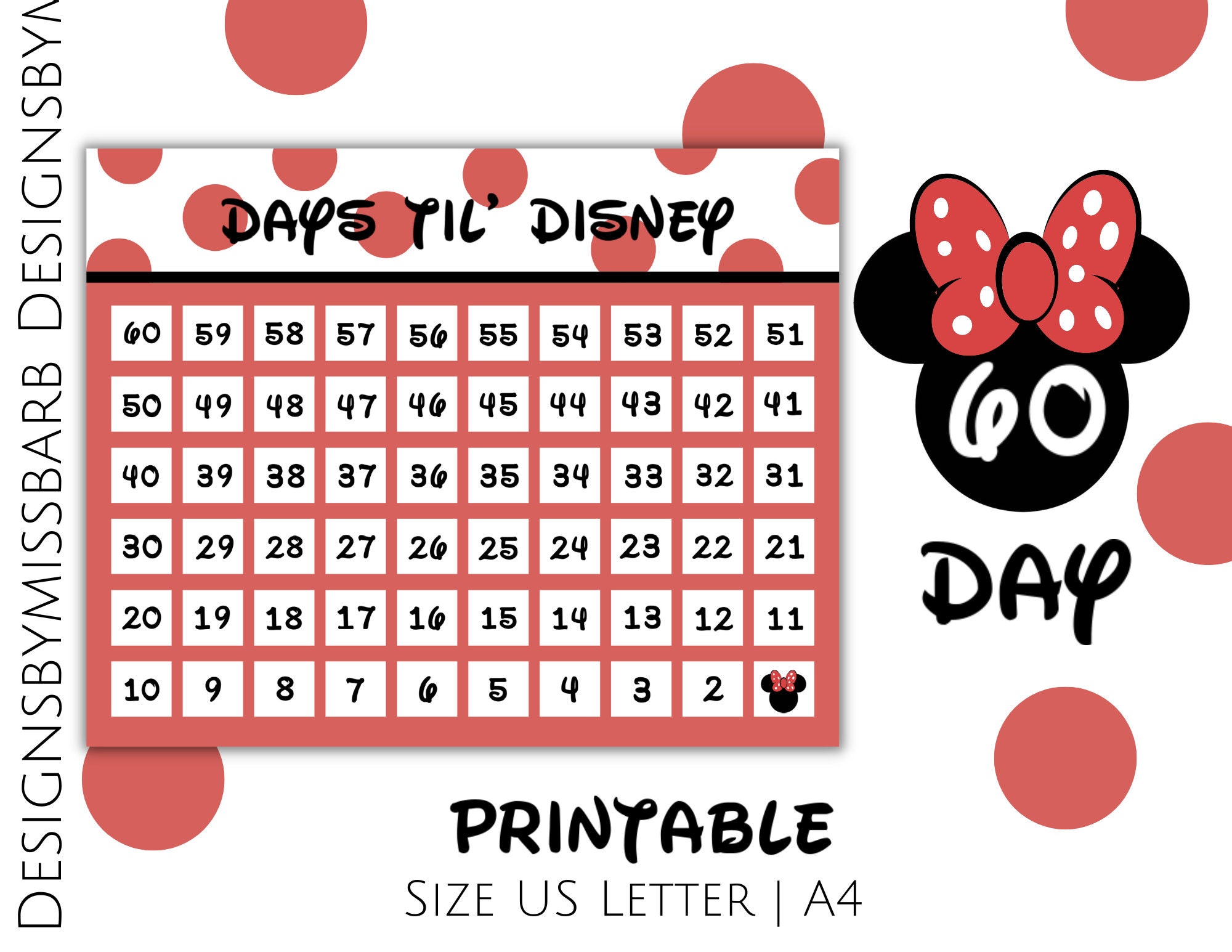 Printable Vacation Countdown 60 Days Until Your Magical - Etsy