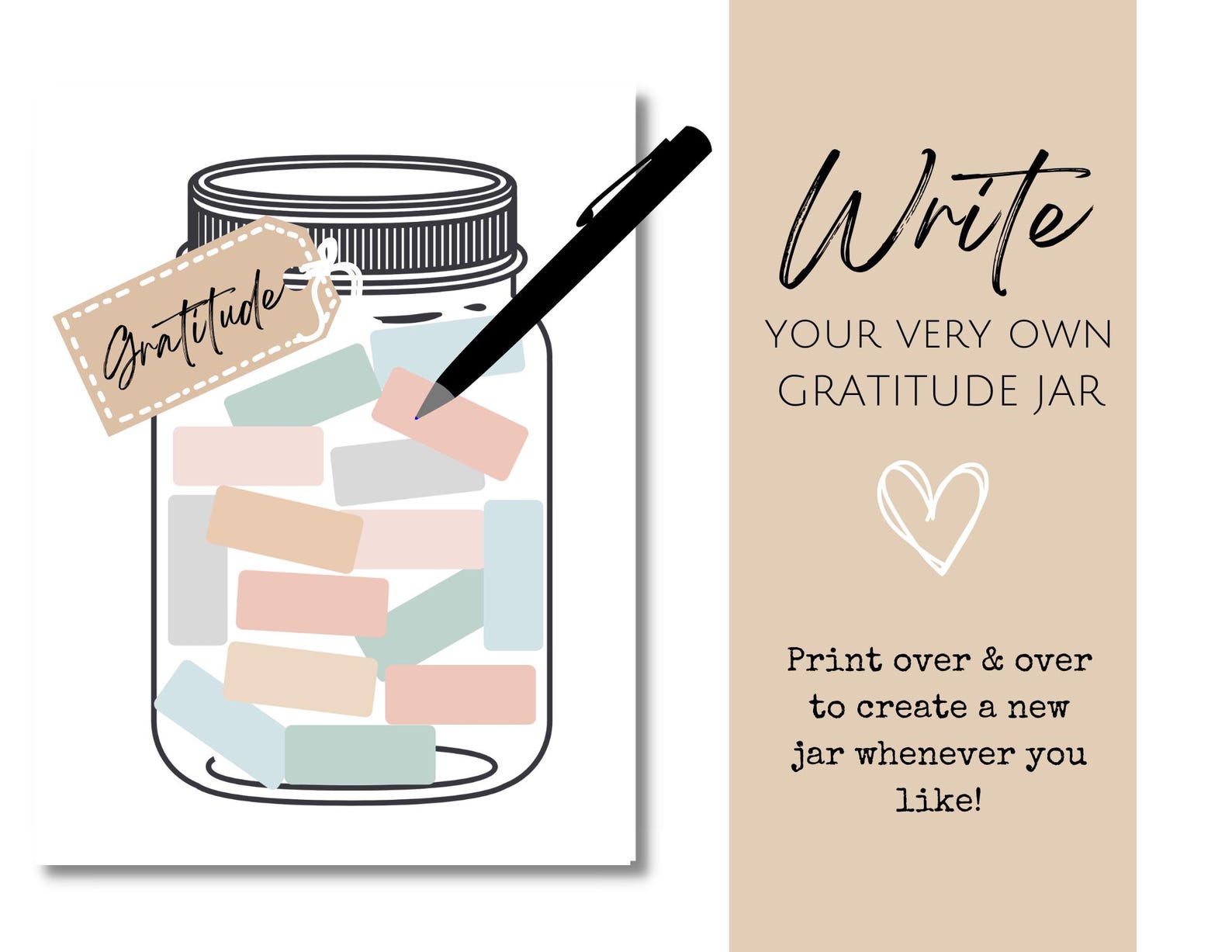 Gratitude Jar Printable, Gratitude Vision Board for Manifesting ...