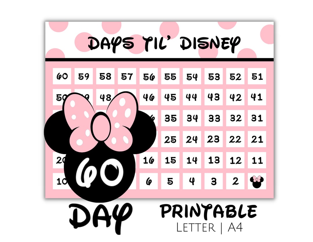 Printable Vacation Countdown, 60 Days Until Your Magical Vacation, 60 ...