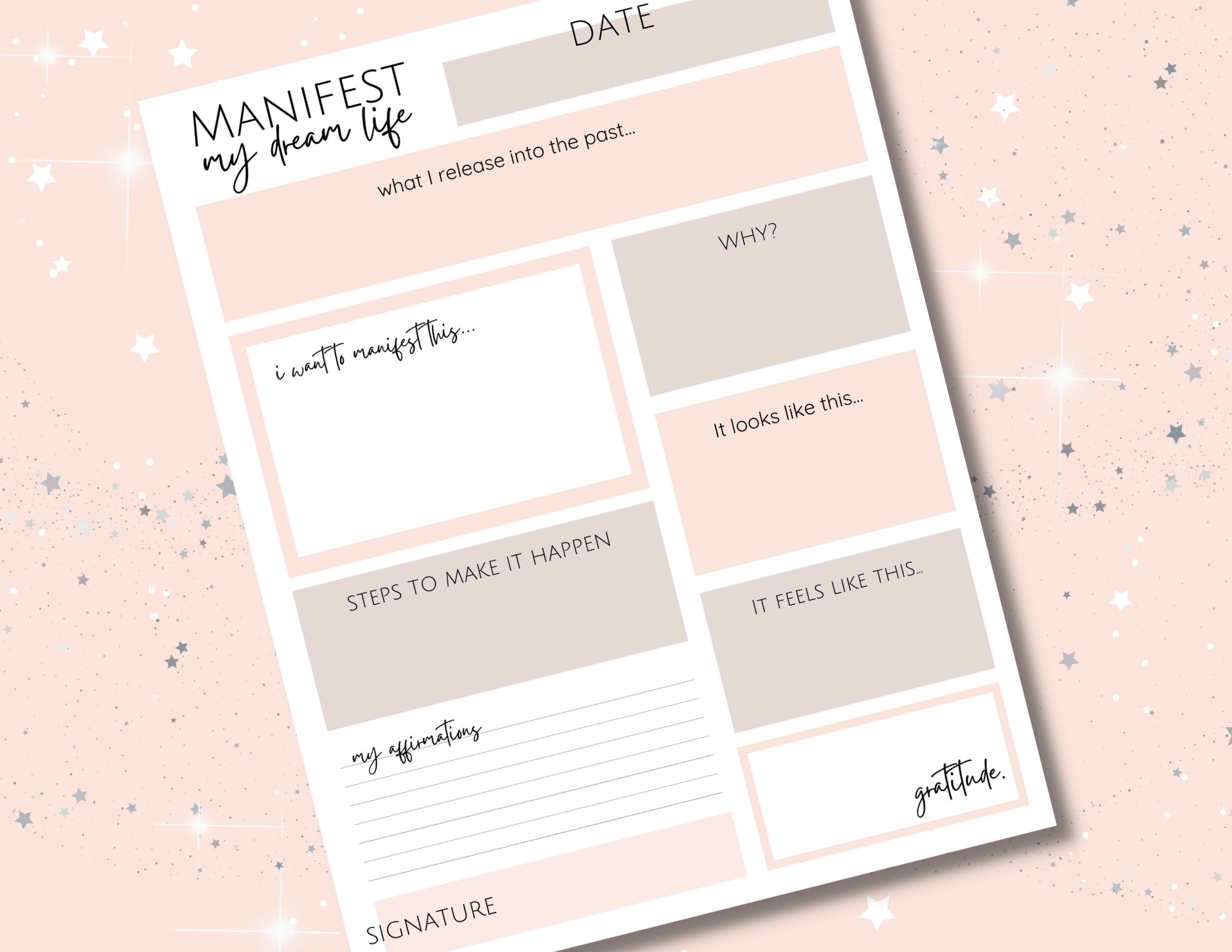 Manifest Journal for Creating Your DREAM LIFE, Printable Manifestation ...