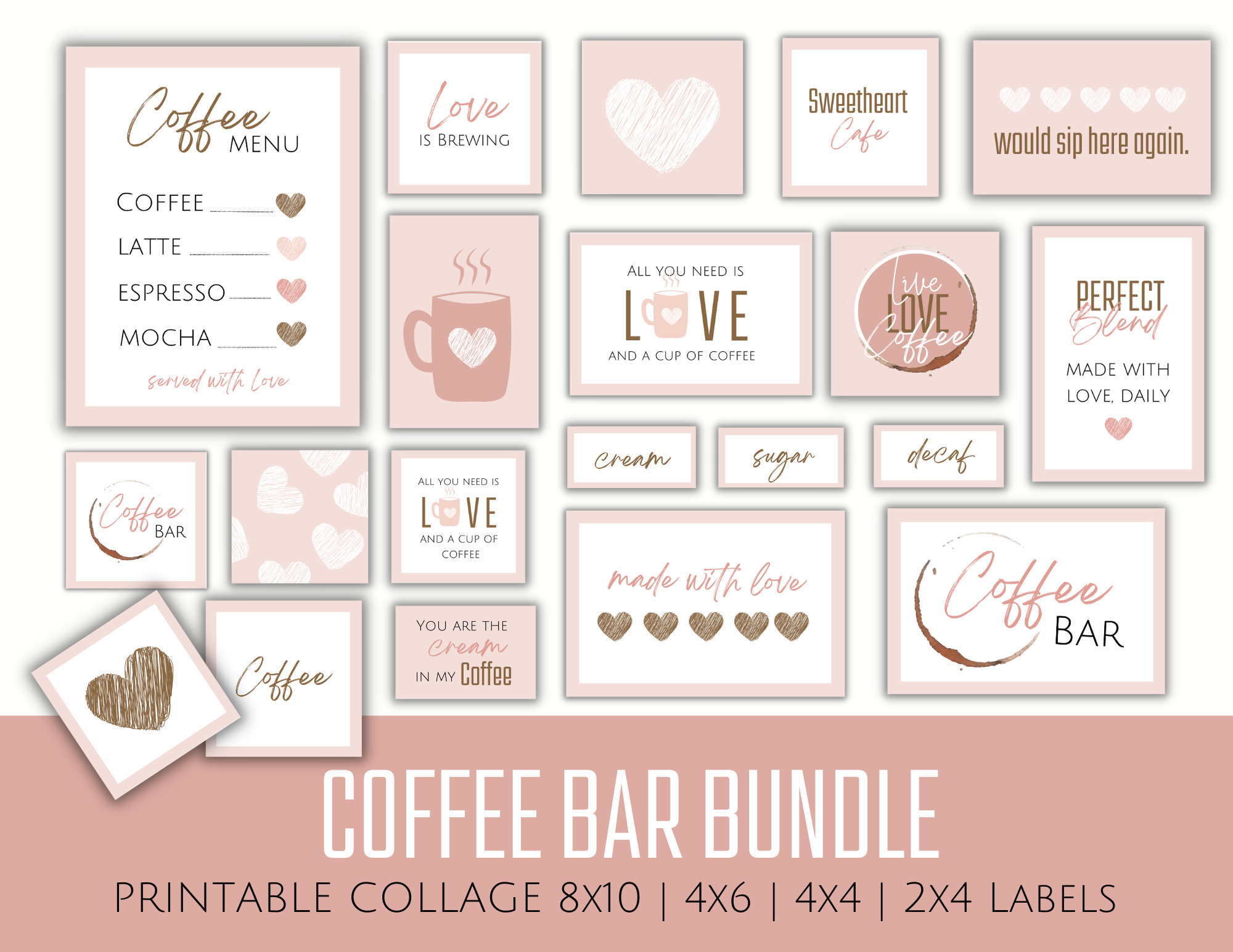 Coffee Bar Sign Printable Bundle With 50 Coffee Signs and Pictures for ...