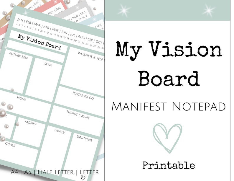 Printable Vision Board Manifesting Notebook New Year Goals - Etsy