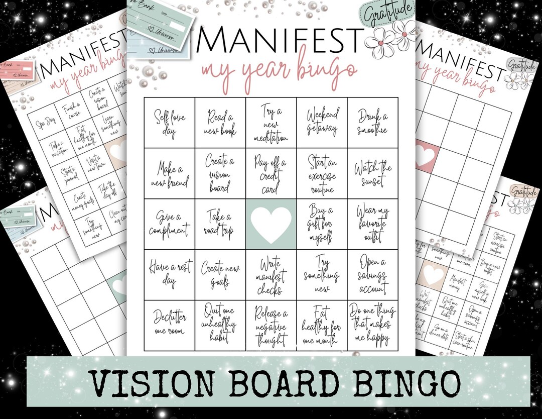 Vision Board Printable Bingo Cards for Manifesting Your Dream Life ...