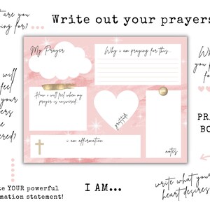Prayer Board Journal Printable Template for Writing Your Prayers, Prayer Journal Printable With ...