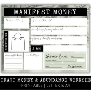 Money Vision Board Printable Worksheet to Attract Money, Wealth and ...