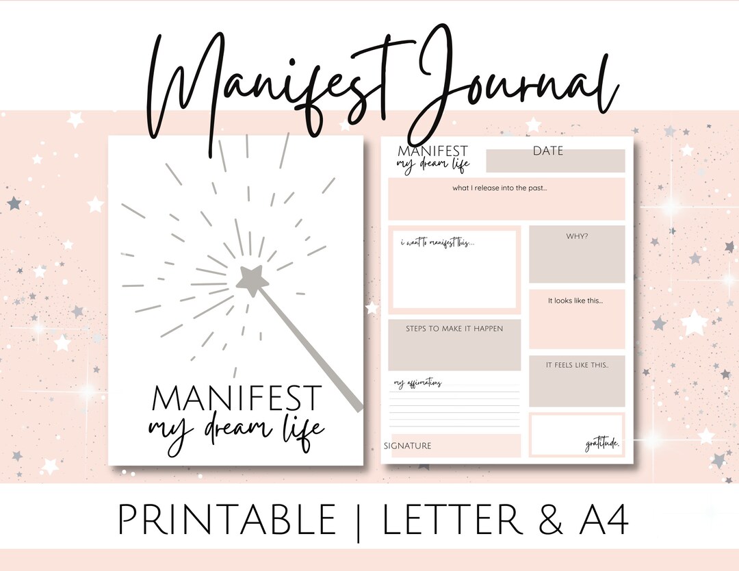 Manifest Journal for Creating Your DREAM LIFE, Printable Manifestation ...