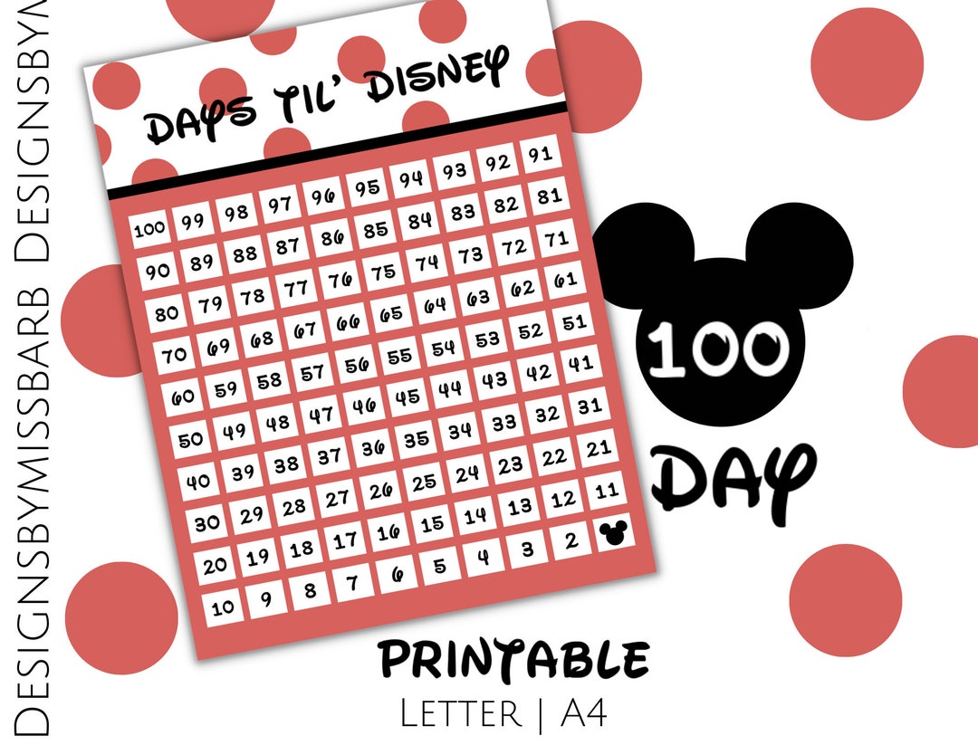 100 Days Til' Your Magical Vacation Countdown, Printable Vacation ...