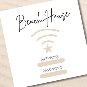 Printable Wifi Password Sign for Beach House, Square Sizes, Air Bnb ...