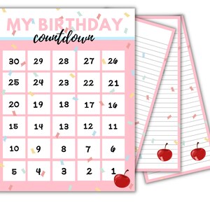 Countdown to Birthday, Printable 30 Day Birthday Countdown, Kids ...